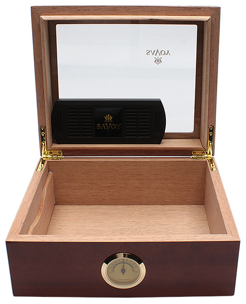 Mahogany Glass Top Small Humidor - Savoy | Smokingpipes.com