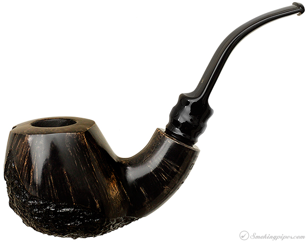 Winslow: Crown Partially Rusticated Bent Brandy (Viking) Tobacco Pipe