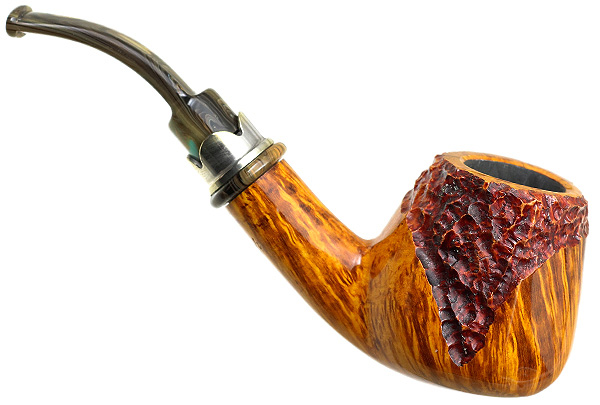 Neerup: Classic Partially Rusticated Bent Brandy (2) Tobacco Pipe