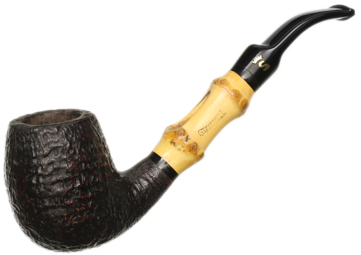 Danish Estate Stanwell Sandblasted Bent Billiard with Bamboo (pre-2010)